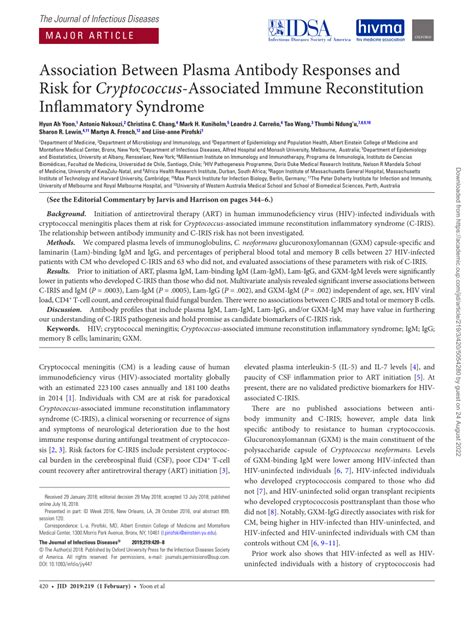 Pdf Association Between Plasma Antibody Responses And Risk For