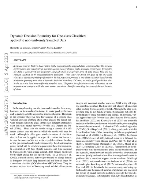 pdf dynamic decision boundary for one class classifiers applied to