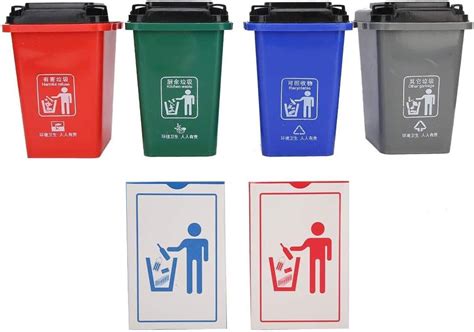 4 Pcs Mini Trash Can Toy Curbside Vehicle Garbage Bin Rubbish Bin Model Mini Trucks Trash Cans