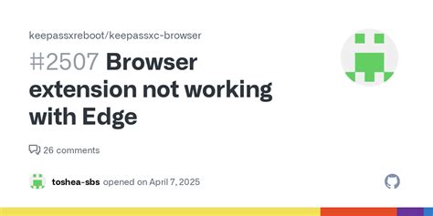 Browser Extension Not Working With Edge · Issue 2507 · Keepassxrebootkeepassxc Browser · Github