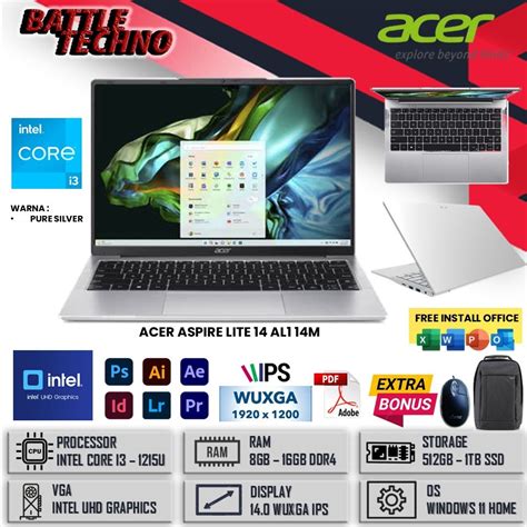 Jual Laptop Acer Aspire Lite Al M Intel Core I U Ram Gb Ssd Gb Wuxga Ips