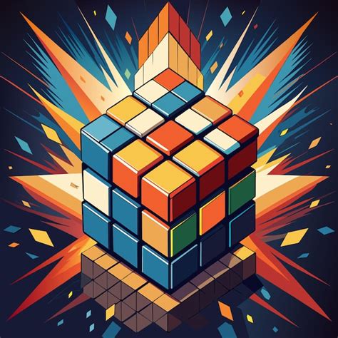 Premium Vector Explosion Rubiks Cube Vector Illustration Flat 2