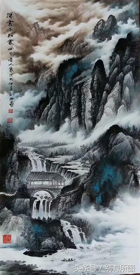 精品國畫山水畫美協易劍賦老師四尺整彩墨山水作品六幅圖欣賞 每日頭條