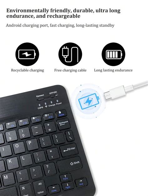 Teclado Bluetooth De 10 Pulgadas A Color Y Ratón Inalámbrico Bluetooth Mate En Combo Ligero Y