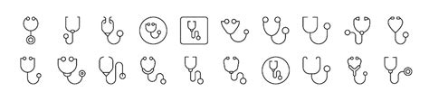 청진기 개요 간단한 선형 이미지 모음 편집 가능한 스트로크 웹 사이트 책 카드 앱에 적합 간호사에 대한 스톡 벡터 아트 및 기타 이미지 Istock
