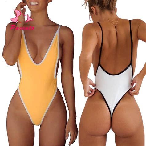 Pacento One Pice Suit Solid Sexy One Pice Swimsuit New Swimwear Women