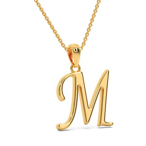 Cursive M Initial Alphabet Gold Pendant Candere By Kalyan Jewellers