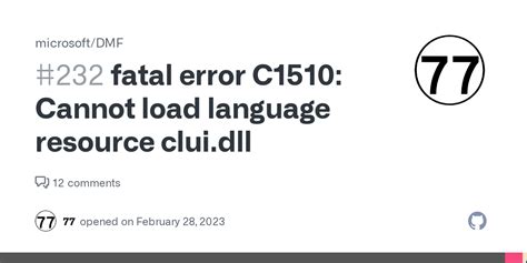Fatal Error C1510 Cannot Load Language Resource Cluidll · Issue 232 · Microsoftdmf · Github