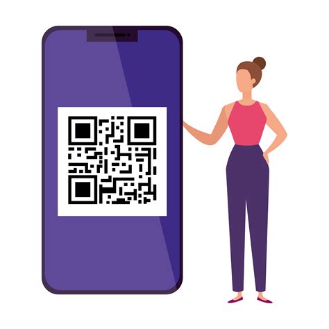 Businesswoman And Smartphone Device With Scan Code Qr 1906285 Vector Art At Vecteezy