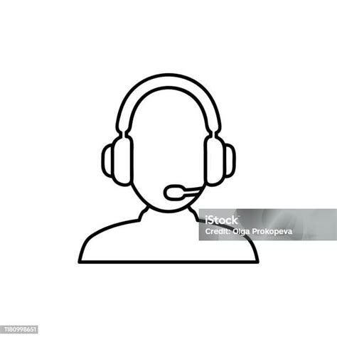 가는 선 핫라인 아이콘입니다 질문 Ui 기술 콜백 피드백 콜 센터 남자 작업의 개념 흰색 배경에 격리되어 있습니다 플랫 스타일