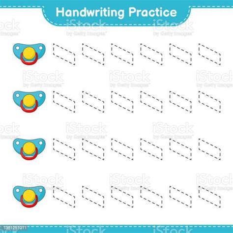 필기 연습 젖꼭지의 라인을 추적 교육 어린이 게임 인쇄 워크 시트 벡터 일러스트레이션 0명에 대한 스톡 벡터 아트 및 기타