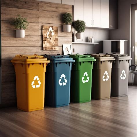 Premium Ai Image Many Garbage Cans With Sorted Garbage Sorting
