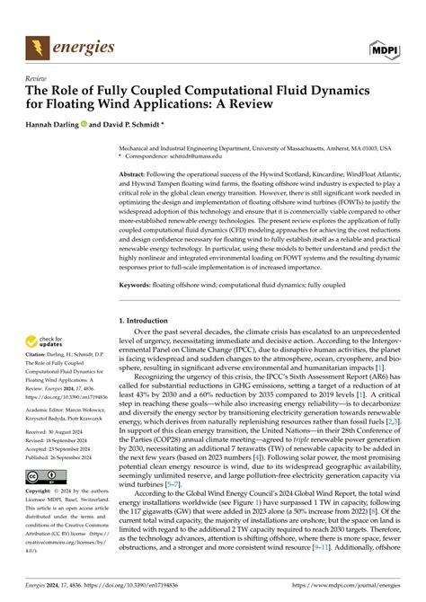 Pdf The Role Of Fully Coupled Computational Fluid Dynamics For Floating Wind Applications A