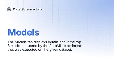 Models Data Science Lab