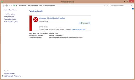 cannot update to windows 10 error 80070005 microsoft community