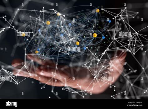 3d Rendering Floating Connecting Lines And Binary Digits On A Mans
