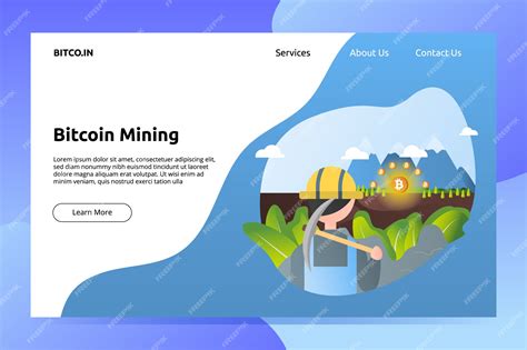 Premium Vector Bitcoin Cryptocurrency Mining Landing Page Illustration