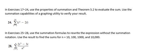Solved In Exercises 17 24 Use The Properties Of Summation