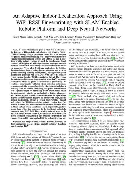 Robotic Wifi Localization Advances Pdf Wi Fi Lidar