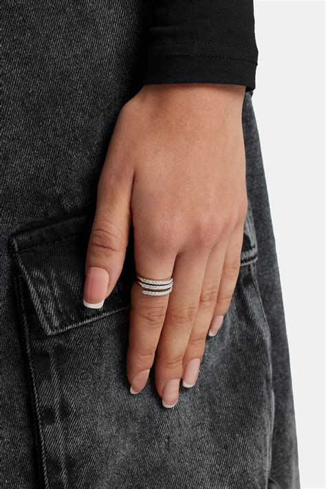 925 10mm Iced Cz Twist Ring Womens Rings Shop Stacking Rings At