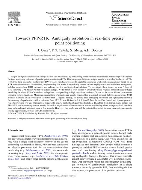 Pdf Towards Ppp Rtk Ambiguity Resolution In Real Time Precise Point