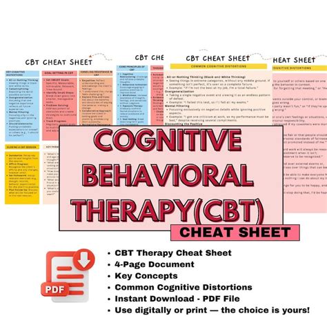 Cbt Therapy Cheat Sheet Cbt Therapy Worksheets Cognitive Distortions