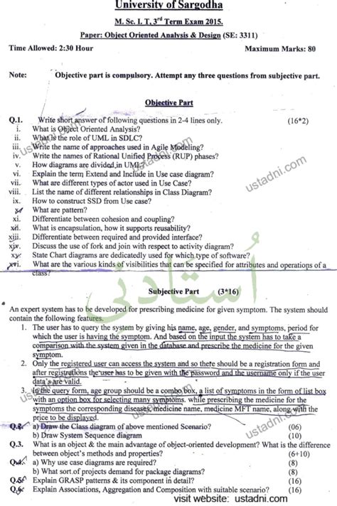 Object Oriented Analysis And Design Msc It 2015 Paper2 Uos Ustadni