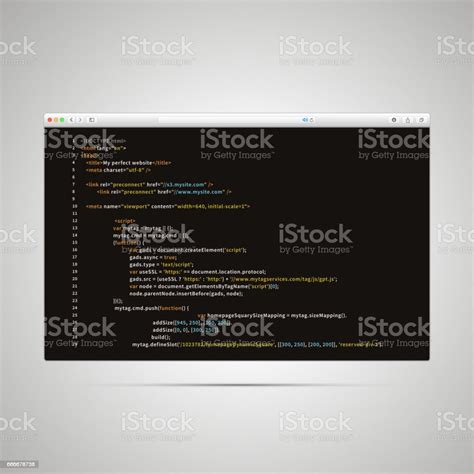Modern Browser With Simple Html Code Of Web Page On Black Background