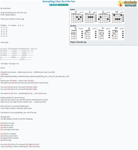 Chord Everything I Do I Do It For You Bryan Adams Tab Song Lyric Sheet Guitar Ukulele