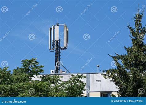 Cellular Network Base Station Antenna On The Telecommunication Mast For Mobile Communication On