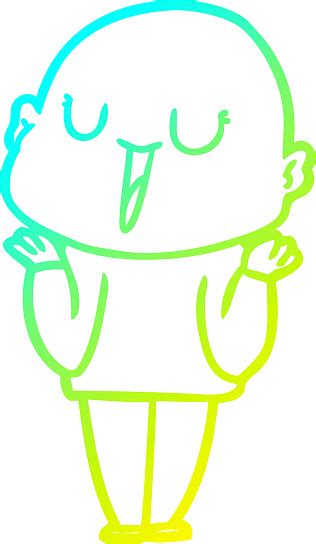 어깨를 으쓱하는 행복한 만화 대머리 남자의 차가운 그라데이션 선 그리기 그라데이션에 대한 스톡 벡터 아트 및 기타 이미지 그라데이션 낙서 드로잉 남자 Istock