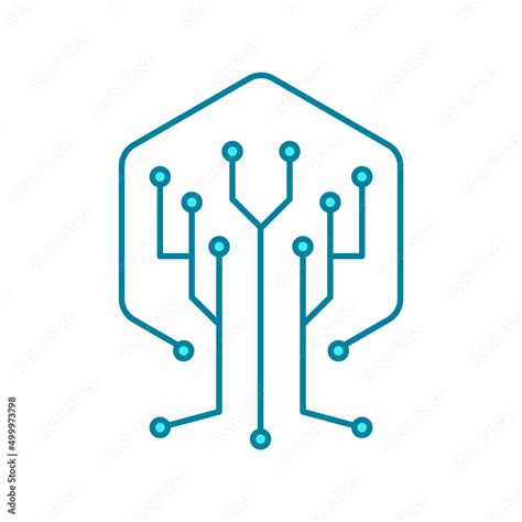 Digital Tree Line Icon Blue Color Circuit Tree Data Science