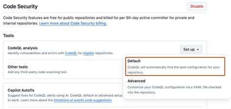 Configuring Default Setup For Code Scanning Github Docs