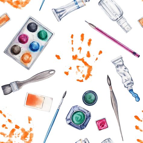 Premium Photo Seamless Repeatable Pattern With Brushes Pencil Paint