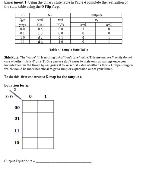 Solved Experiment 1 Using The Binary State Table In Table 4 Chegg Com