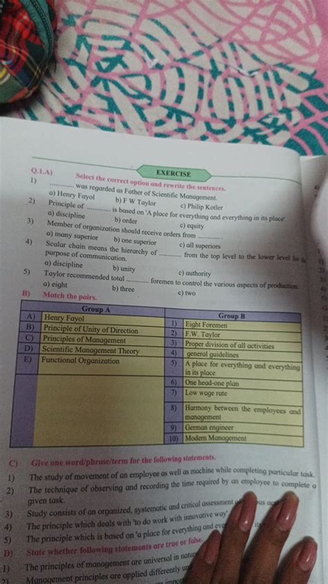 EXERCISEQ 1 A 1 Select The Correct Option And Rewrite The Sentences
