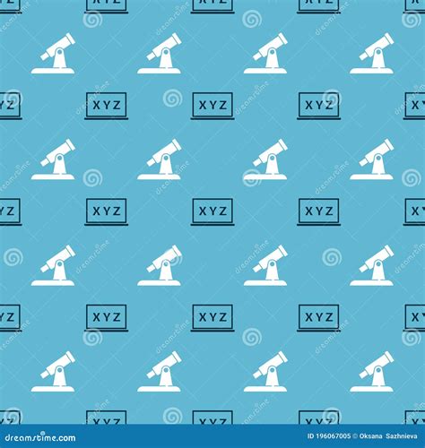 Set Xyz Coordinate System And Telescope On Seamless Pattern Vector Stock Vector Illustration