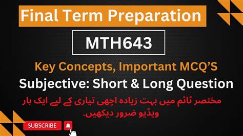 Mth643 Final Term Most Important Question Spring 2024 100 Mth643 Final