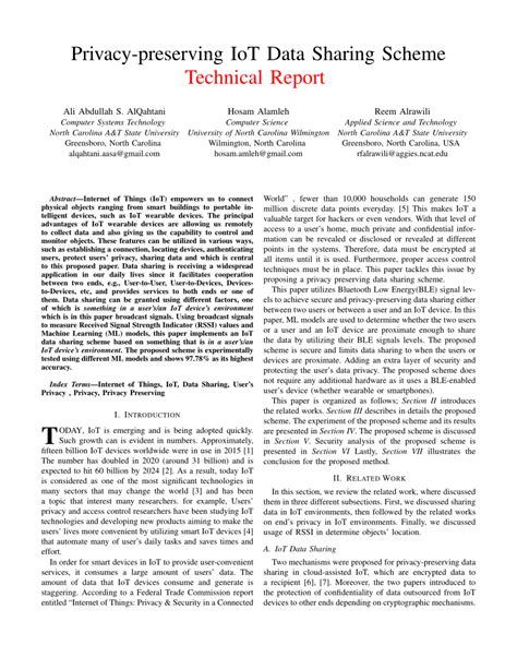 Pdf Privacy Preserving Iot Data Sharing Scheme Technical Report