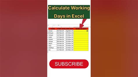 Exceltrickcalculate Working Days In Excelexcelexceltipsshortsviral