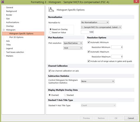 Histogram Specific Options