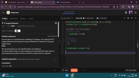 Day 57 Of Code Challenge K Largest Element Sorter Anshuman Singh