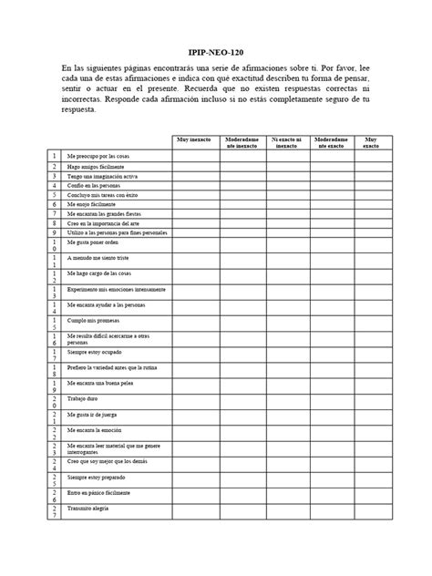 Copia De Ipip Neo 120 Pdf