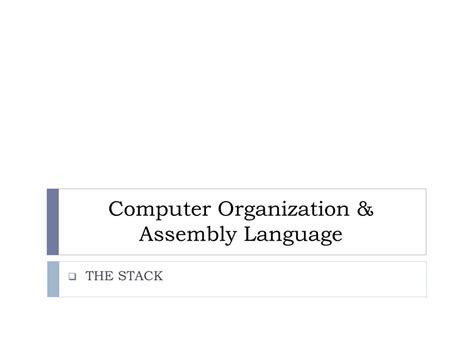Ppt Computer Organization And Assembly Language Powerpoint Presentation