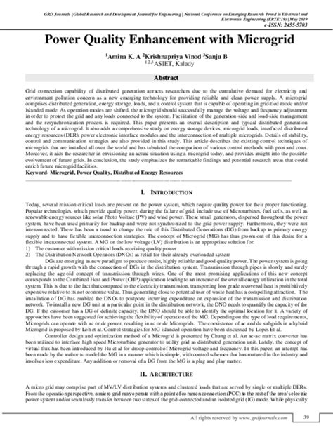 Pdf Power Quality Enhancement With Microgrid