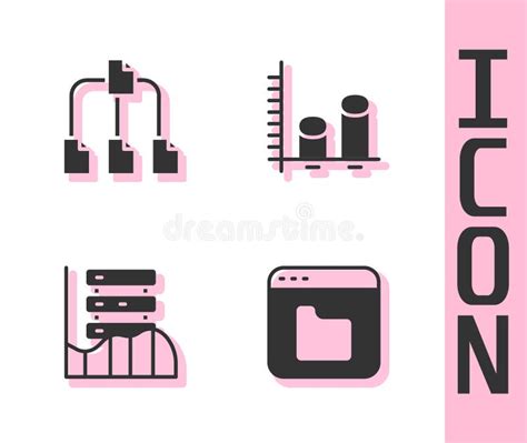 Set Browser Files Folder Tree Server Data Web Hosting And Analysis Icon Vector Stock Vector