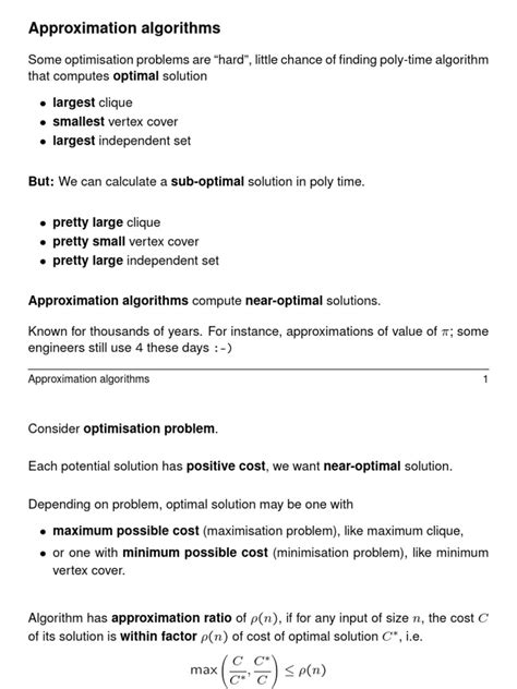 Approximation Algorithms 1 Pdf Mathematics Theory Of Computation