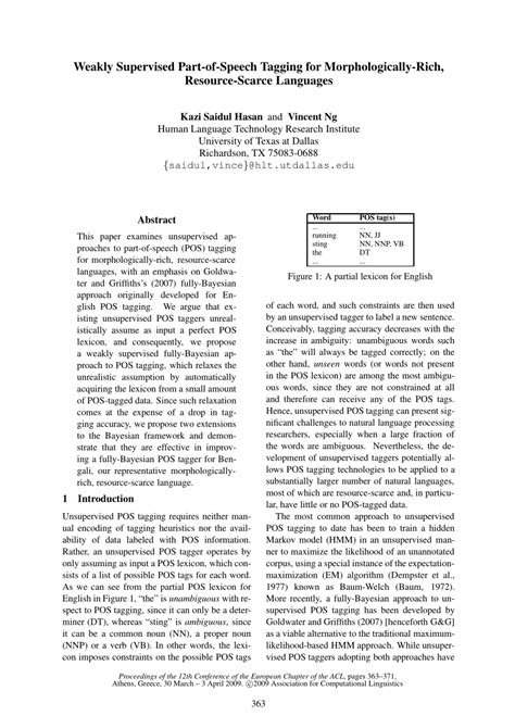 Pdf Weakly Supervised Part Of Speech Tagging For Morphologically Rich