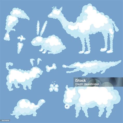 Hewan Bentuk Awan Lucu Diatur Ilustrasi Vektor Ilustrasi Stok Unduh