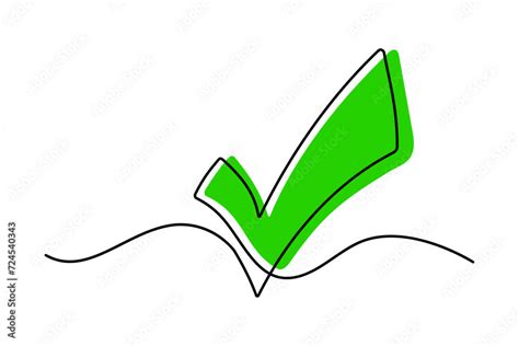 Continuous Line Drawing Of Check Mark One Line Drawing Background Single Line Vector
